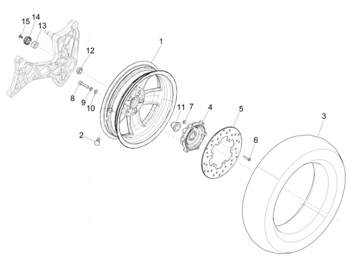 Vespa GTS 250 (2015, ZAPM45100) | Rear wheel