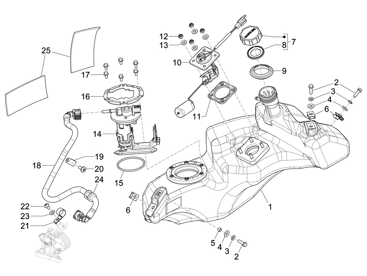 Vespa Primavera 50 IGET Classic (2026, ZAPCD0102) | Brandstoftank