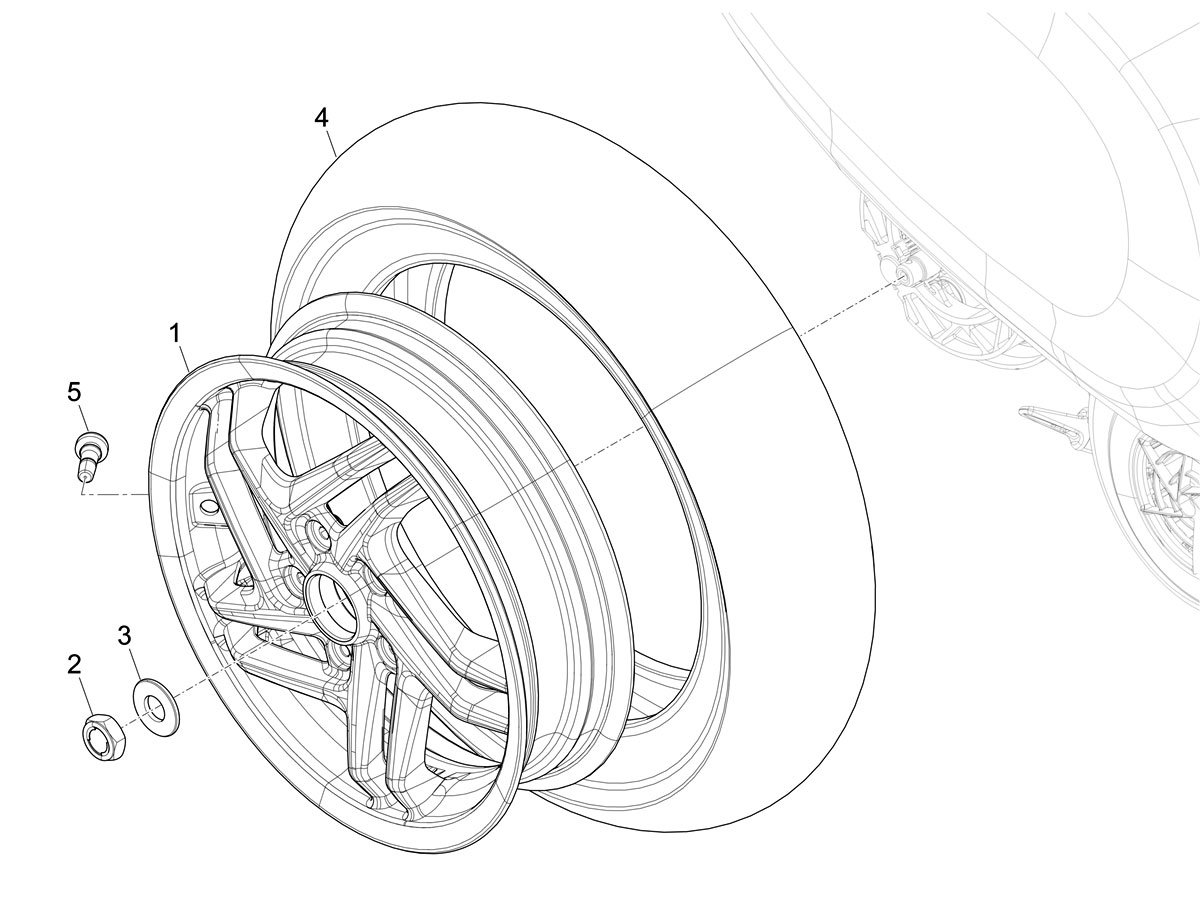 Vespa Primavera 50 IGET Classic (2026, ZAPCD0102) | Rear wheel